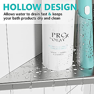 Qeke Corner Shower Shelves, 10” Recessed Tile Shower Shelf Brushed Nickel, 304 Stainless Steel Grout in Corner Tile Shower Shelves, No Drilling, 2 Pack