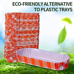 300Pcs Hot Dog Trays, 6'' Paper Food Trays Eco Friendly, Rectangular White Fluted Hot Dog Tray, Disposable Food Tray for Sandwiches and Hamburgers Hot Dog Cart Accessories