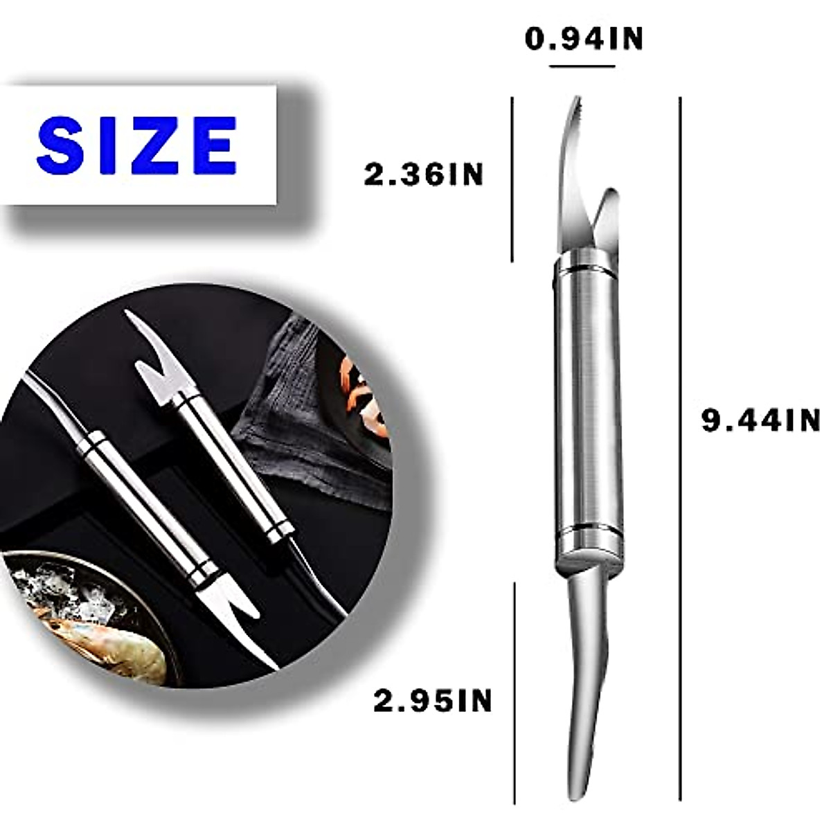 (6PCS) 5 in 1 Multifunctional Shrimp Line Fish Maw Knife, Stainless Steel Shrimp Peeler and deveiner tool, fish scaler remover, double-headed Multipurpose Shrimp Cleaner Knife for Home Kitchen