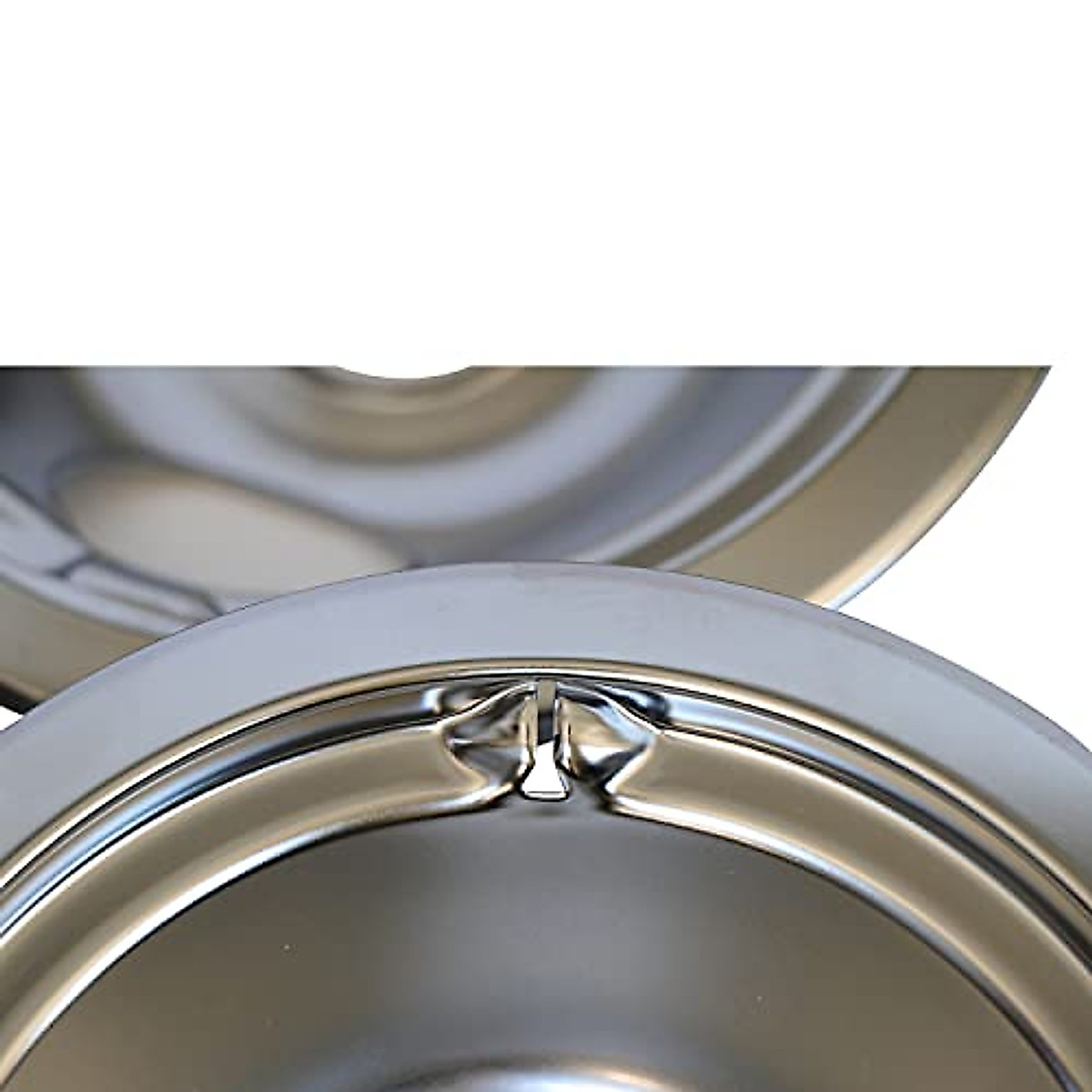 KITCHEN BASICS 101 Made in the USA WB31T10010 and WB31T10011 Replacement Chrome Drip Pans for GE/Hotpoint Electric Range with Locking Slot - Includes 2 6-Inch and 2 8-Inch Pans, 4 Pack