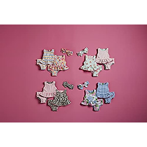 Mud Pie Girls Reversible Swimsuit & Headband Set, Hydrangea/Gingham, 2T