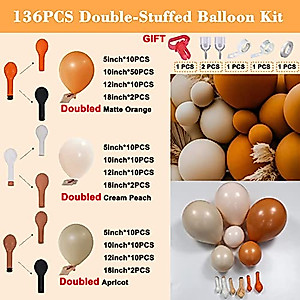 136Pcs Balloon Arch Kit, Double-Stuffed Party Decorations Balloons, Orange Balloon Arch Garland Kit for Christmas, Wedding, Anniversary, Bridal Shower, Baby Shower Decorations