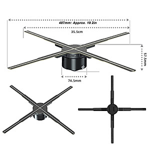 3D Hologram Fan Advertising Display LED Fan, 4 Blade 19.2in Holographic 3D Photos and Videos - 3D Naked Eye LED Fan Best for Store, Shop, Bar, Casino, Holiday, Events Display