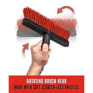 Motor Trend Ice Scraper with Extendable Handle and Rotating Brush Head - Tough Rubber Grip Snow Brush/Broom/Frost Remover for Car and Truck Windshields/Mirrors, Winter Storm Survival Kits