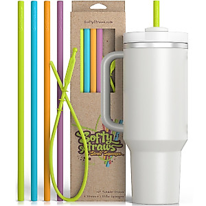 Premium Reusable Silicone Straws for Stanley 40 Oz Tumbler - Replacement 12 Inch Extra Large for Tall Size Simple Modern, Quencher, Yeti, Meoky - Included Cleaning Tools BPA Free Flexible