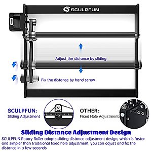 SCULPFUN Laser Rotary Roller, Laser Engraver Y-axis Rotary Roller Engraving Module 360° Rotating for Engraving Different Size Cylindrical Objects Cans, Compatible with Most Engraving Machines