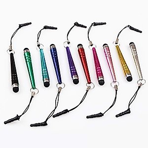 homEdge Mini Stylus Pen Set of 20 Pack, Universal Capacitive Stylus with 3.5 mm Jack Compatible with All Device with Capacitive Touch Screen – 10 Color