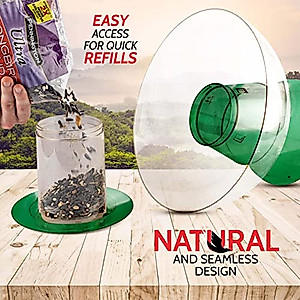 Defender Bird Feeder Squirrel Proof for Outside, Easy to Fill, Handicap Friendly Squirrel Proof Bird Feeders with Attached Planter for Garden Decoration, Anti Squirrel Bird Feeder (Green)