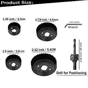Hole Saw Kit, 6-Piece Set. Specially Constructed Heat Treated Carbon Steel, Metal Hole Saw Kit Mandrels, Ideal for Soft Wood, PVC Board，Wood, Plastic, Drywall