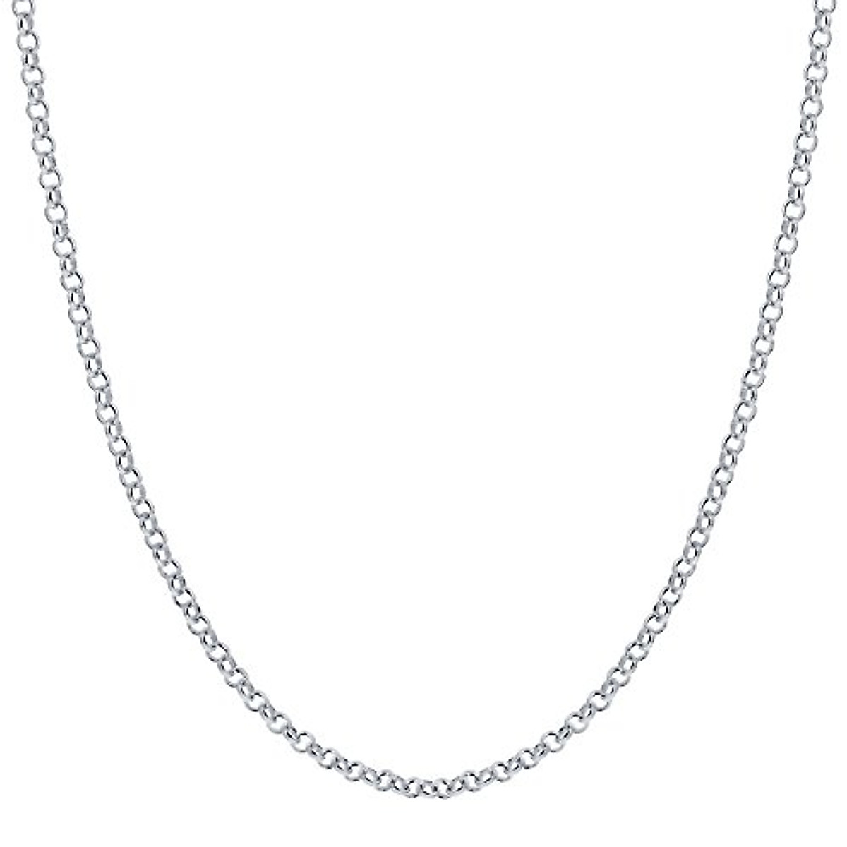 Gem Avenue Italian 925 Sterling Silver 1mm Rolo Sturdy 24 inch Chain Necklace for Women