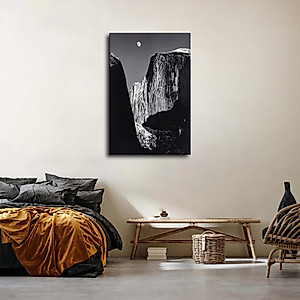 YuplaN Moon Over Half Dome Canvas Poster Holiday Gift HD Picture Modern Aesthetics Mural Wall Art Decoration (Unframed,08×12inch)