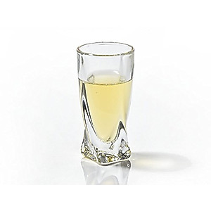 Czech Bohemian Crystal Glass Set of 6 Shot Glasses 1.7oz/50ml. Old Fashioned Style Elegant ''Quadro'' Design Tequila Scotch Bourbon Vodka Holiday Gift Birthday Wedding Housewarming Anniversary