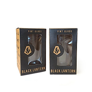 Black Lantern Handmade Themed Pint Glasses – Pint Glasses in Unique Designs for Craft Beer Enthusiasts and Home Bars - (Set of Two 16oz. Glasses) Pine Tree Forest Design