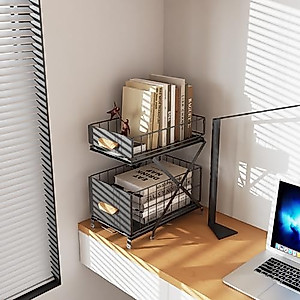 SweeTinytwo 2 Tier Under Sink Organizers and Storage, Kitchen Cabinet Pull Out Shelves with Height Adjustment (40CM Two Level Adjustment, White)