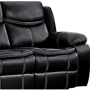 Homelegance 88" Manual Double Reclining Sofa, Black