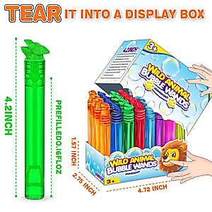 32Pcs Mini Animal Bubble Wands Bulk, Jungle Party Favors for Kids, Wild Birthday Decoration, Goody Bag Filler, Pinata Stuffed Supplies, Carnival Prizes, Treasure Box, Summer Outdoor Gifts for Girl Boy
