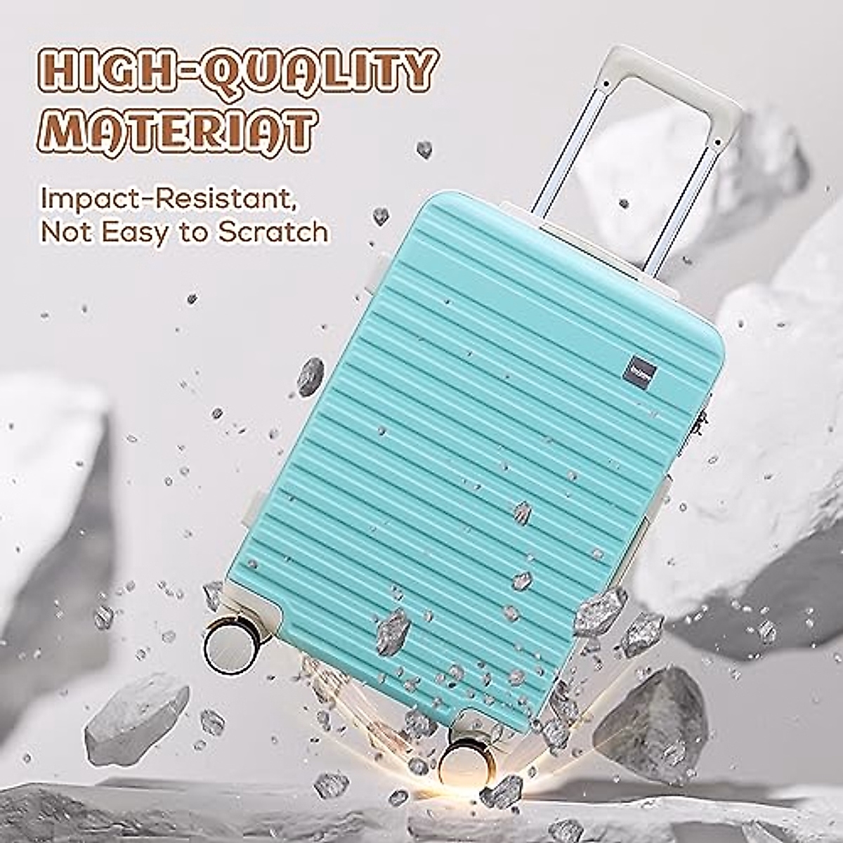 imiomo Carry On Luggage 20 Inch airline approved Hardside 3PCS Set Lightweight Rolling Travel Luggagewith TSA Lock， Suitcase with Spinner Wheels (GREEN+beige, Carry-On 20-Inch)