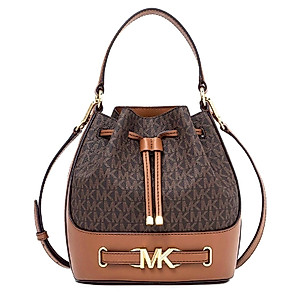 Michael Kors Reed Medium Belt Bucket Crossbody Handbag Brown MK Signature