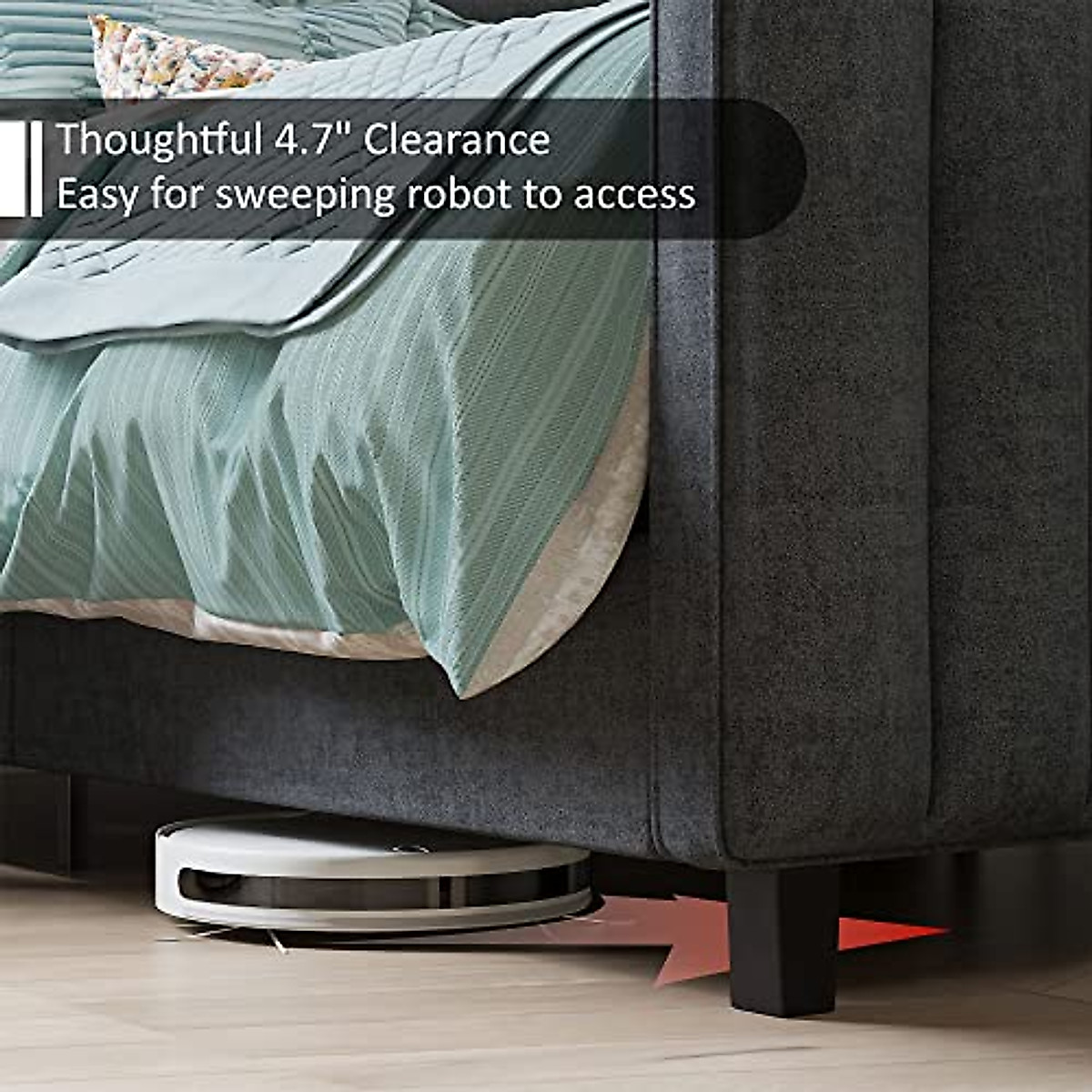 AMERLIFE Queen Size Bed Frame, Velvet Upholstered Platform with Vertical Channel Tufted Headboard & Footboard/Wingback, Mattress Foundation Wood Slats, No Box Spring Needed, Grey (BF-004)