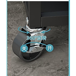 LOSTIS Storage Trolley Rolling Cart Utility Cart Metal Kitchen Storage Cart with Lockable Wheels and Trash Basket Rolling Cart Snack Storage Trolley Bedroom Kitchen Storage Cart Rolling Storage Cart