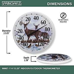 Springfield Indoor Outdoor Thermometer, Outdoor Thermometers for Patio 13.25-Inch - Winter Deer