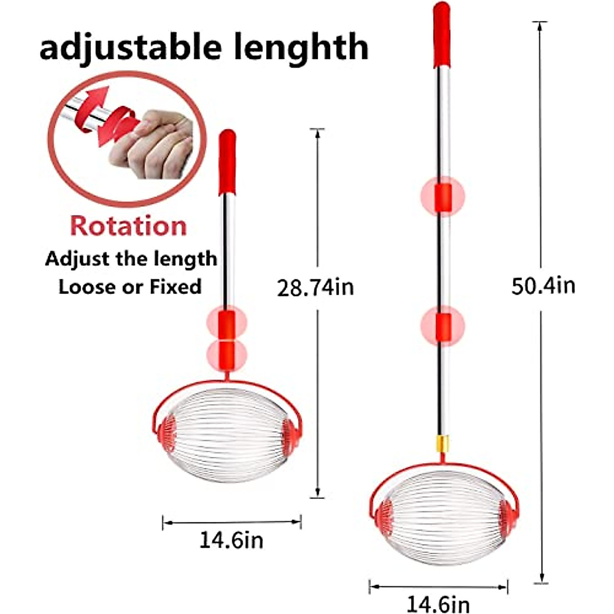 Large Nut Gatherer Rolling Nut Harvester Ball Picker Adjustable Lightweight Outdoor Manual Tools Picker Collector Walnuts Pecans Golf Nerf Darts and Ball 1'' to 3'' in Size (7.48 * 12.6in)