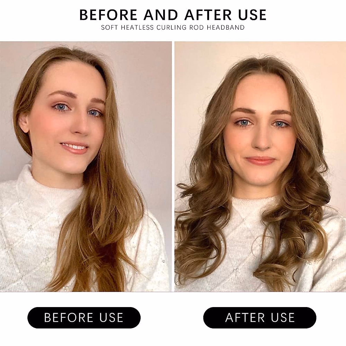 No Heat Curlers, Heatless Curling Rod Headband for Medium and Long Hair, Soft Silk Roller to Sleep In with Hair Clip and Hair Ties for DIY Hair Styling (Blue)