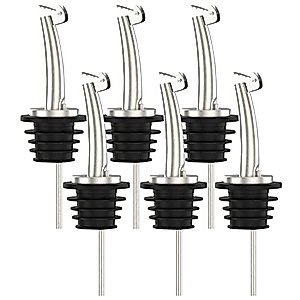 Axe Sickle 6 Pcs Oil Spout Liquor Pourers Bottle Spout Speed Pourer Olive Oil and Vinegar Stopper Spout for About 3/4" Bottle Mouth, with Flip Top