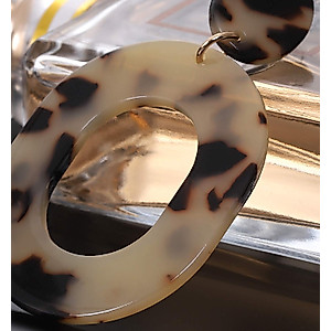 Acrylic Earrings For Women Statement Geometric Earrings Resin Acetate Drop Dangle Earrings Mottled Hoop Earrings Fashion Jewelry (Leopard)