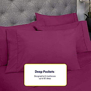 King Size Bed Sheets - 6 Piece 1500 Supreme Collection Fine Brushed Microfiber Deep Pocket King Sheet Set Bedding - 2 Extra Pillow Cases, Great Value, King, Berry