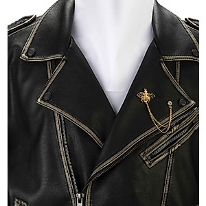 A N KINGPiiN Lapel Pin for Men Bee with Hanging Chain Brooch Suit Stud, Shirt Studs Men's Accessories (Gold)