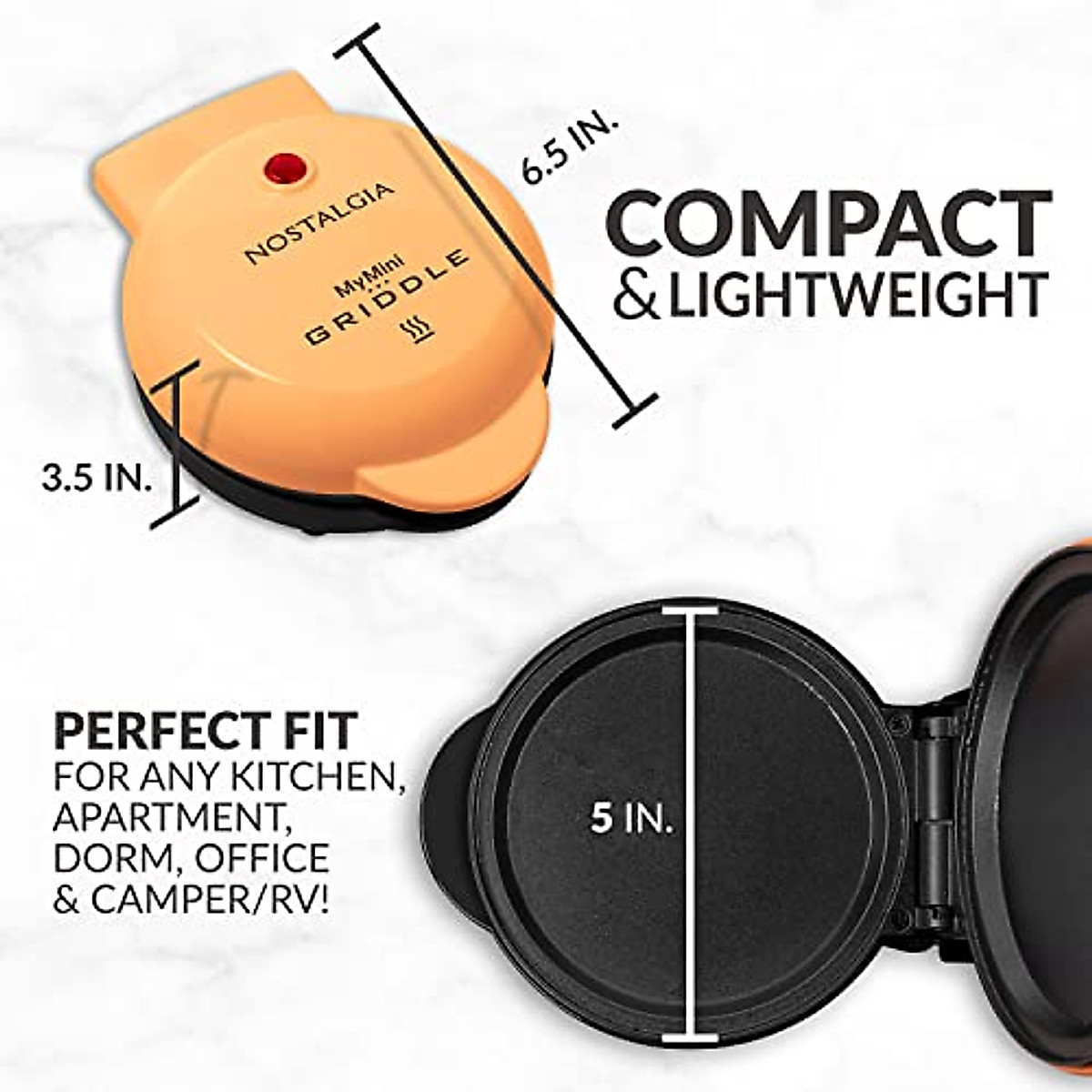 Nostalgia MyMini Personal Electric Griddle, Nonstick Griddle Perfect for Keto & Low-Carb Diets, Eggs, Omelets, Pancakes, Breakfast Sandwiches, Orange