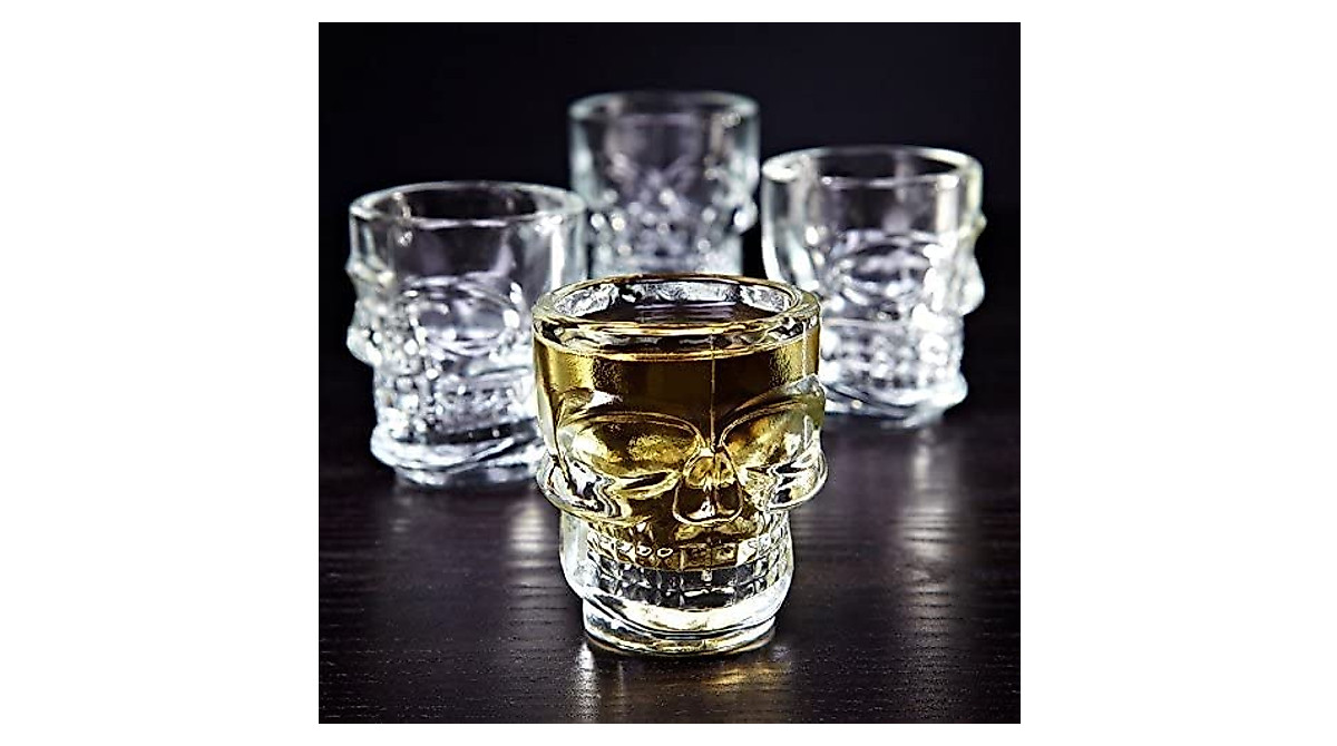 Circleware Skull Face Whiskey Shot Glasses - Set of 6