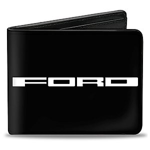 Buckle-Down Men's Ford Wallet, Bifold, Text Americana Camo Black White Red Blue, Vegan Leather, 4.0" x 3.5"