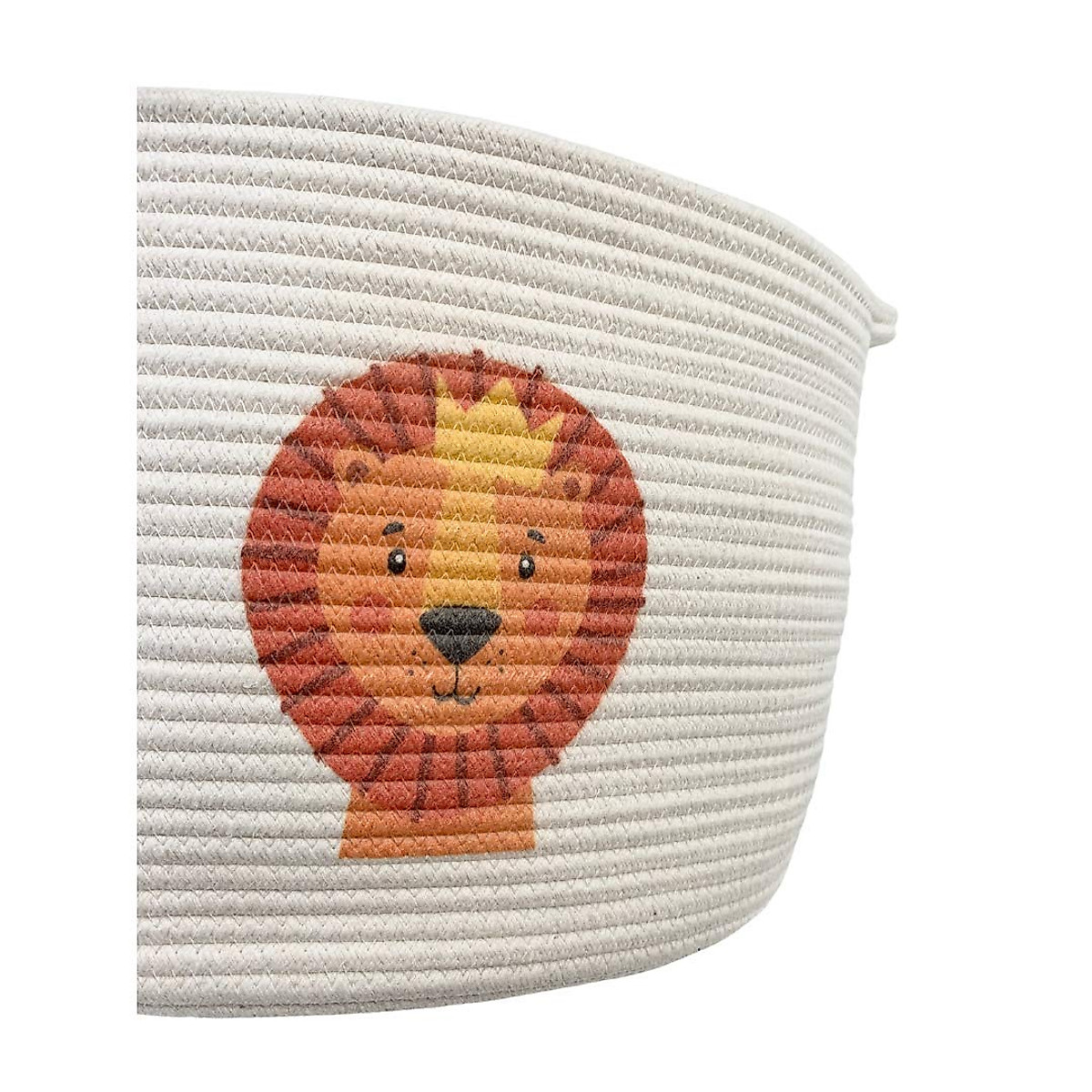 Cute Safari Lion Nursery Baby Basket/Baby Hamper/Woven Storage Basket/Rope Cotton Baby Laundry Hamper Large - 11"H x 17.7"W x 13.4"L/Nursery Storage Toys Books Kids Dog Blanket Decor/Baby Gift