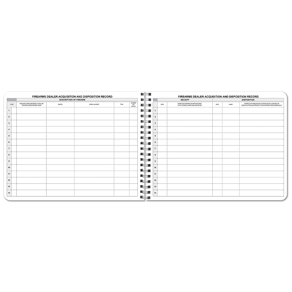 BookFactory Federal Firearms License (FFL) Log Book Firearm Dealer Acquisition & Disposition Record Book ATF Gun Logbook - 100 Pages, Wire-O, Black, 87/8" x 11 1/4" (LOG-100-7LCW-T40(FFL-Gun-Log)) -GX