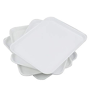 Nesmilers Plastic Fast Food Trays, Cafeteria Trays, 4 Pack Serving Trays (White)
