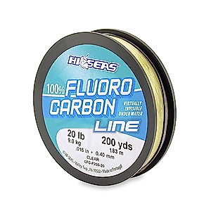 HI-SEAS 100% Fluorocarbon Fishing Line Line, 20 lb Test, Clear, 200 yd