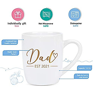 Mom and Dad Mug Set Est 2021, New Mom and Dad Gifts, New Parents Gifts, Mom and Dad Gift Set for New and Expecting Parents to Be, New Pregnancy Announcement Gifts, Gold Printed 12Oz White