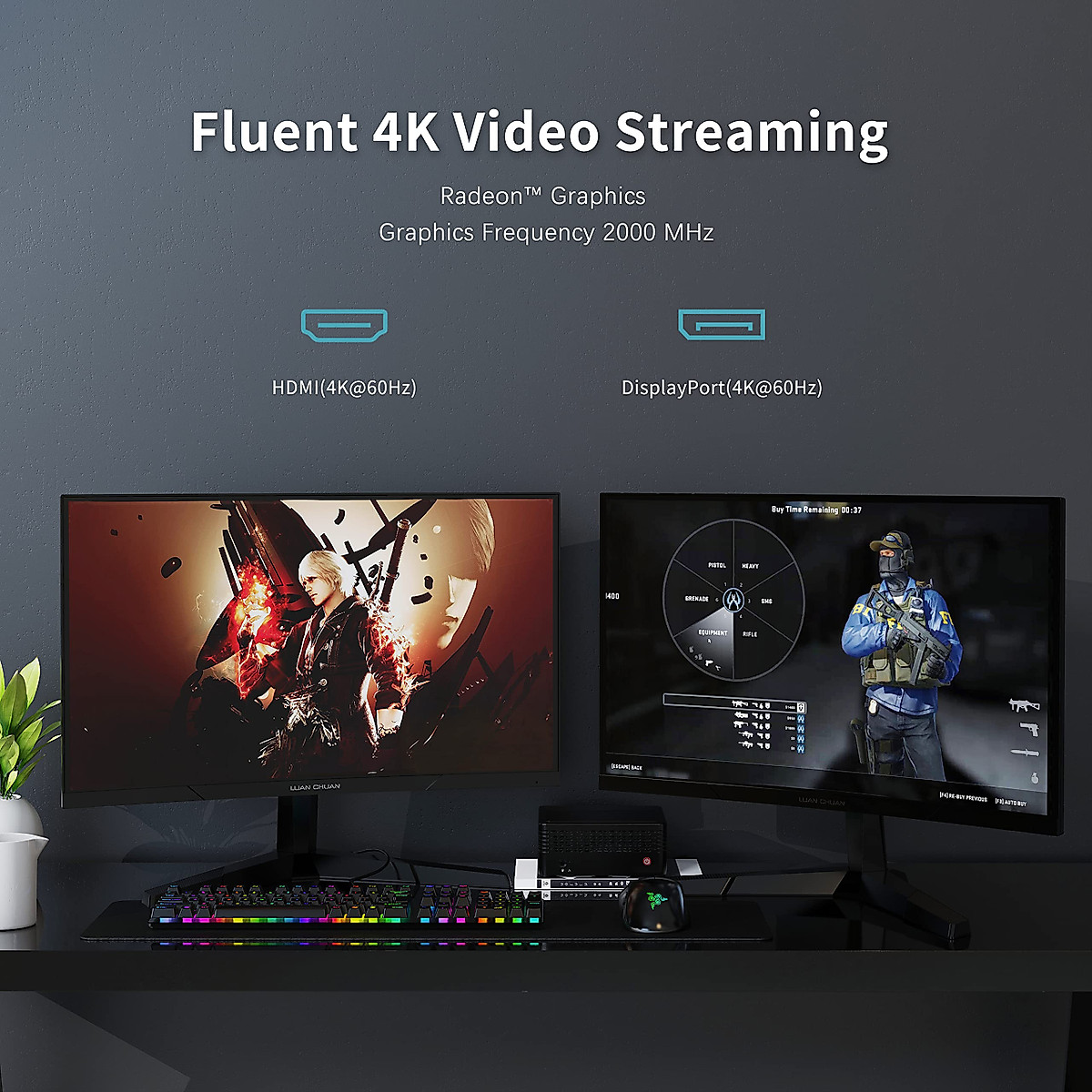 MINISFORUM Elitemini X500 Mini PC AMD Ryzen 7 5700G Desktop Computer, DDR4 16G RAM+512G SSD, HDMI/DP 4K@60Hz Output, 2X RJ45 Port, 4X USB3.1 Port, BT5.1, Radeon Graphics Tower PC