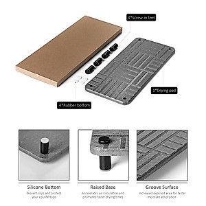 Fast Drying Stone Sink Caddy, Instant Dry Organizer Rack, Diatomaceous Earth Soap Stand Tray for Kitchen Sink, Water Absorbing Stone, Sponge Holder Dispenser for Bathroom Counter, Dark Gray