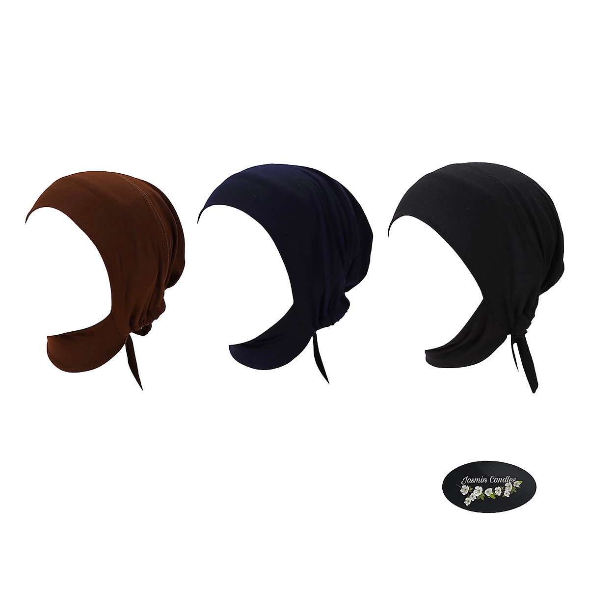 Solid color 3- pack full cover inner hijab cap. Under scarf cap for Muslim women. Coffee, black and blue color inner hijab cap…