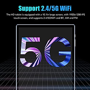LEYT 10.1 Inch Tablet 1920x1200 5MP 13MP Blue 8GB RAM 256GB ROM HD Tablet 100 to 240V for Gaming (US Plug)