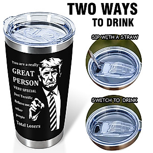 Travel Coffee Mug, Make Coffee Great Again 20ozTumbler for Men & Women, Thank You Appreciation Gifts, 20 Oz Stainless Steel Insulated Coffee Tumbler, Black