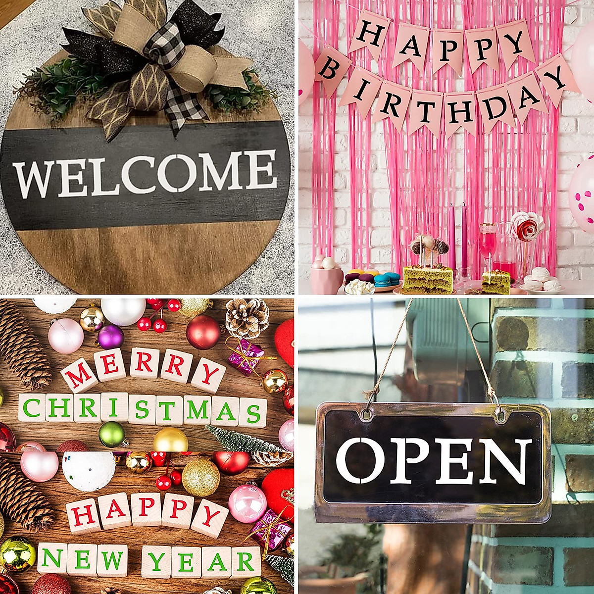 DZXCYZ 1 Inch Alphabet Letter Stencils, 65 Pcs Reusable Plastic Letter Number Symbol Interlocking Drawing Template Kit for Painting on Wood, Wall, Fabric, Rock, Signage, Door Porch