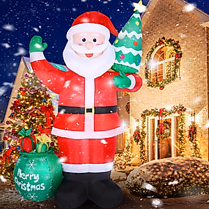 8 FT Christmas Inflatables Outdoor Decorations, Blow up Inflatable Santa Claus with LED Lights Gift Bag Christmas Tree for Xmas Decor Indoor Outside Yard Garden Patio Lawn Home Holiday Party