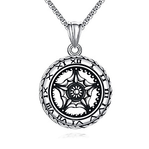 SILBAZ Wheel Tire Necklace Tire Pentagram Pendant Necklace Simple Arabic Digital Pendant Necklace Automotive Style Jewelry Gift for Car Enthusiasts