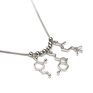 Boutique Academia Serotonin Dopamine and Acetylcholine Neurotransmitter Brain Molecule Necklace - Science Jewelry