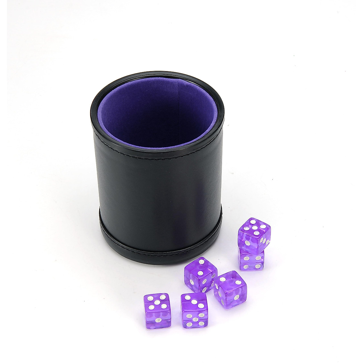 Harbor Loot Purple Dice Shaker Cup Complete with Matching Dice Set of Six Purple Translucent Dice