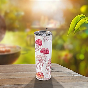 Medpol Minimalism jellyfish print cups tumbler with lid and straw 20 oz insulated tumbler，Colorful jellyfish cute sippy cups stainless insulated travel coffee mugs for women